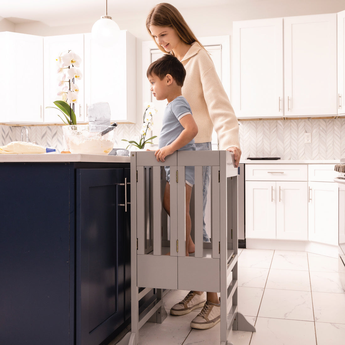 Foldable Kitchen Step Stool Helper Tower | Foldable Learning Tower ...