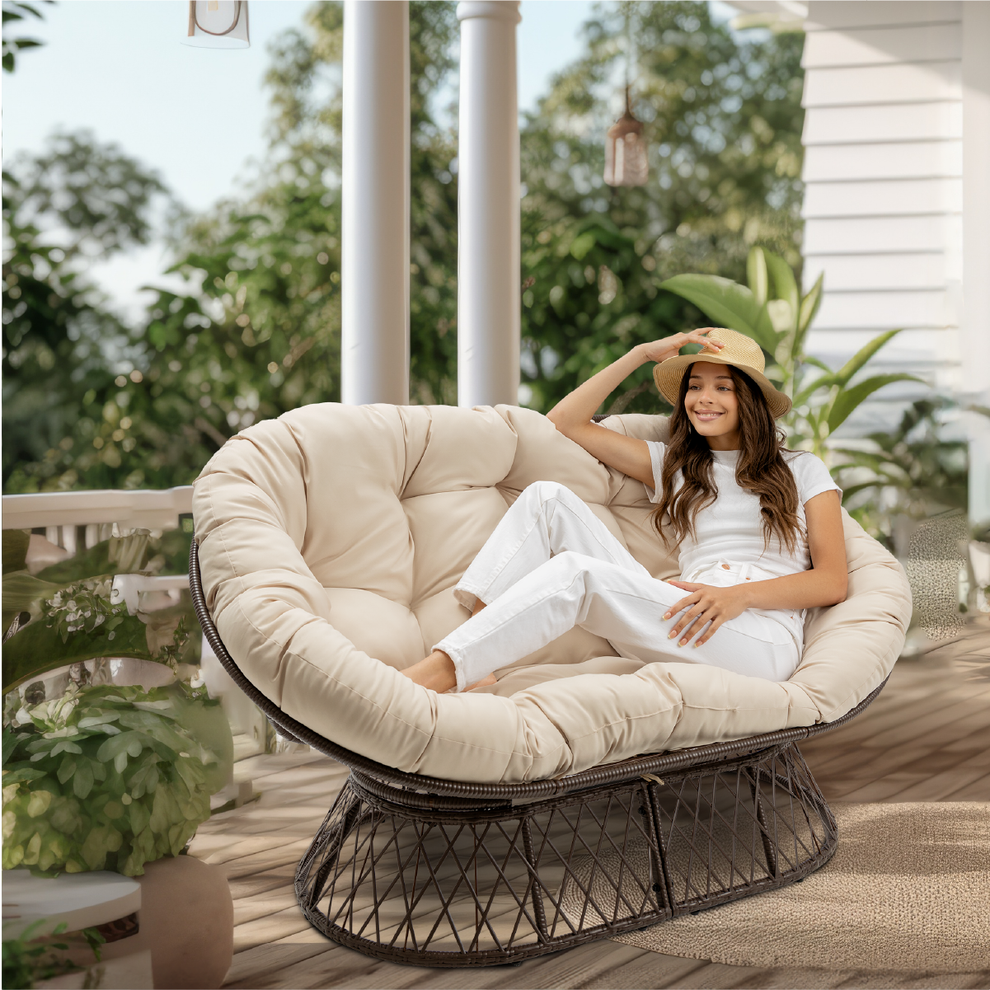 Rattan Double Papasan Chair | Double Wide Swivel Chair - Milliard Brands