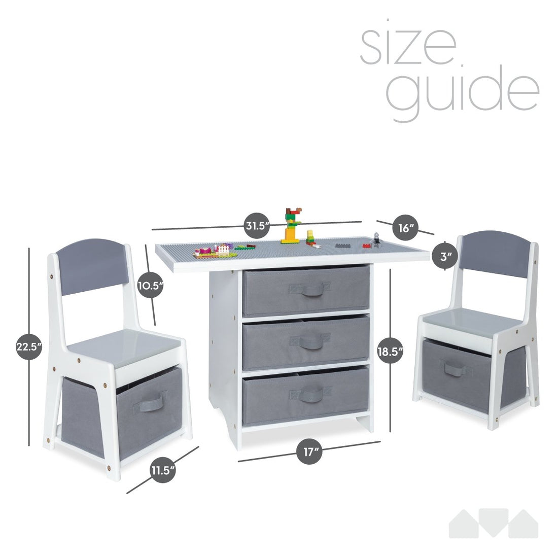 Milliard Brands Kids Play Table | 3-in-1 Play Table with Storage ...